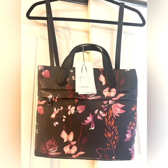 Target | Bags | Floral Fall Convertible Backpack Purse Black Strap Pink ...